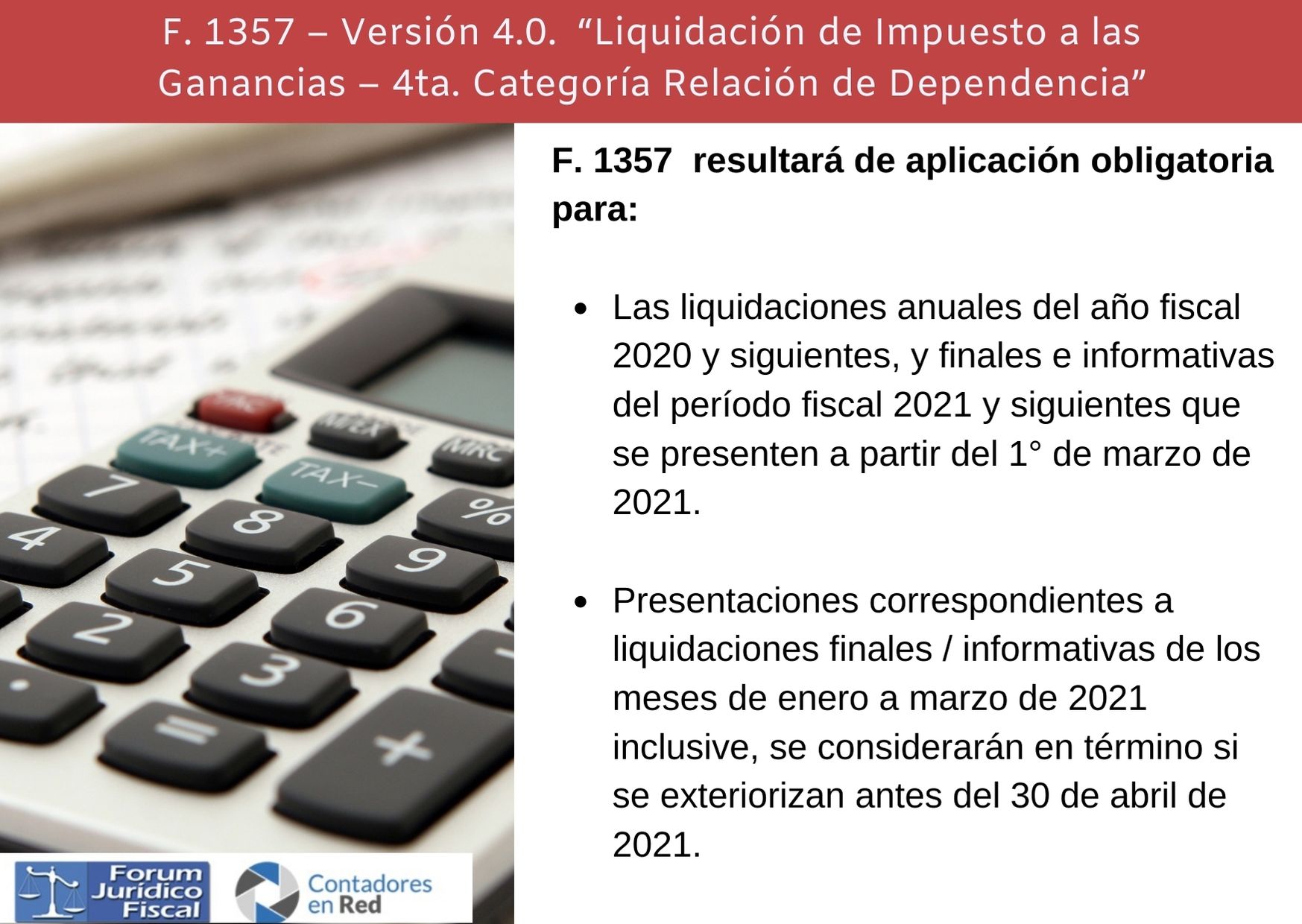 F. 1357 – Versión 4.0. Liquidación de Impuesto a las Ganancias