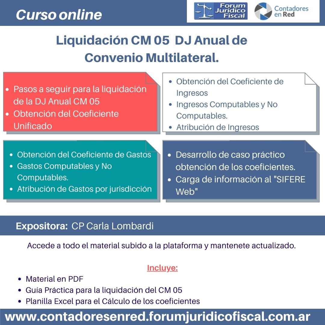 Curso online Liquidación DDJJ Anual de Convenio Multilateral CM05