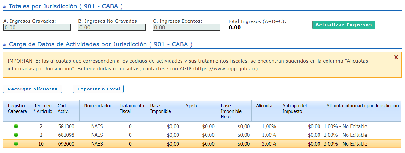 SIFERE Web - Carga automática de alícuotas en CABA ¿Cómo editarlas?