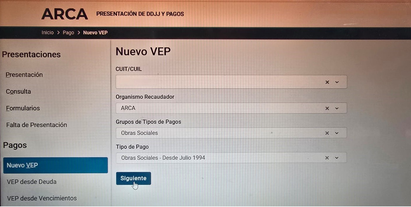 ¿Cómo generar un VEP para pagar una Obra Social en particular?